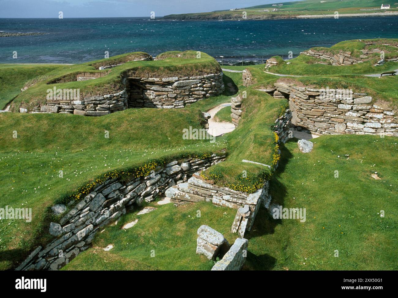 Skara Brae Neolithic village remains by Sandwick, West Mainland Orkney ...
