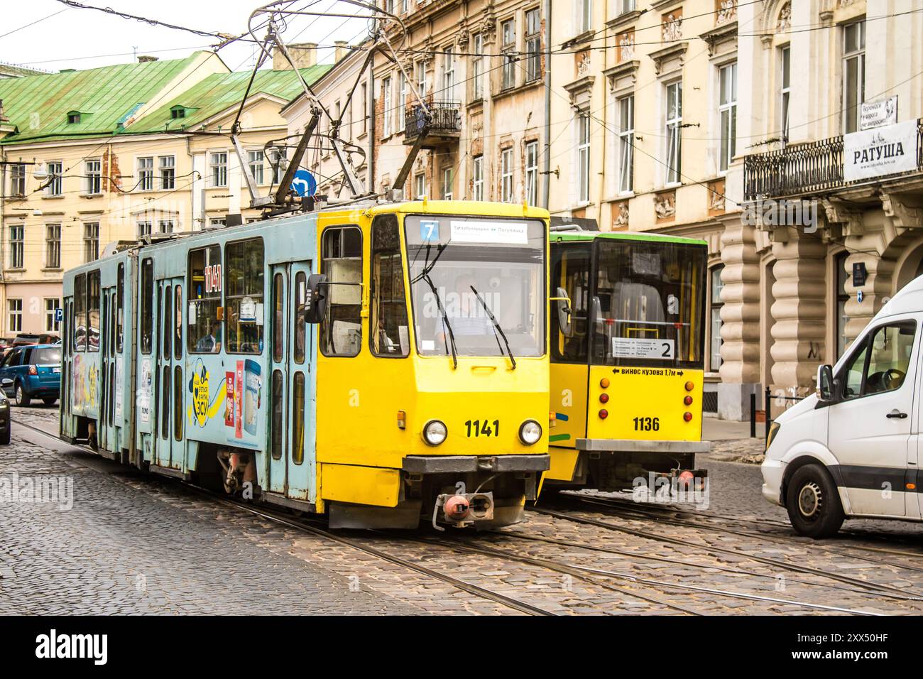 Lviv, Ukraine, August 22, 2024 Lviv tram continues to operate while the ...
