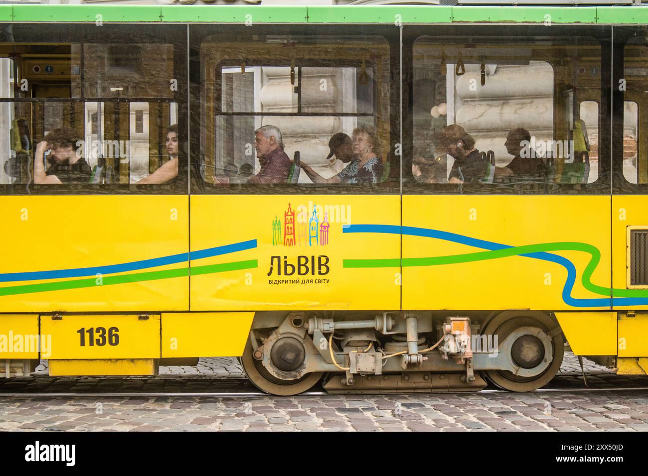 Lviv, Ukraine, August 22, 2024 Lviv tram continues to operate while the ...