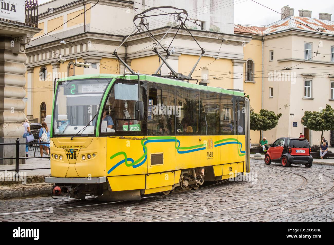 Lviv, Ukraine, August 22, 2024 Lviv tram continues to operate while the ...
