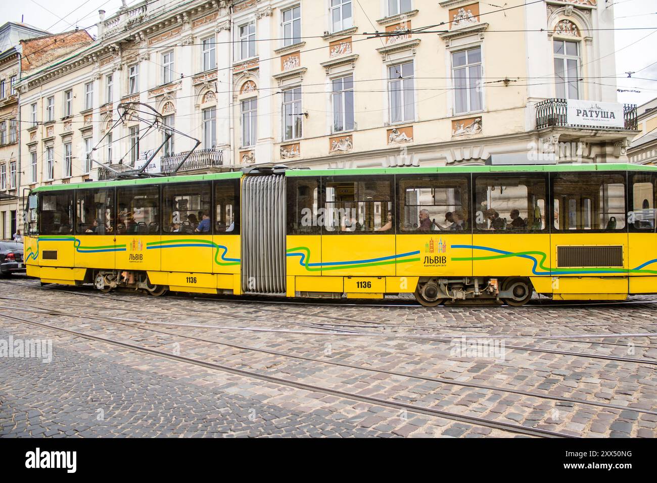 Lviv, Ukraine, August 22, 2024 Lviv tram continues to operate while the ...