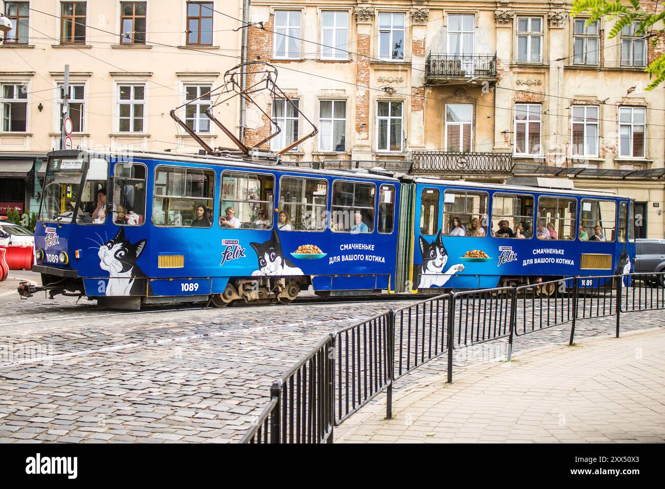 Lviv, Ukraine, August 22, 2024 Lviv tram continues to operate while the ...