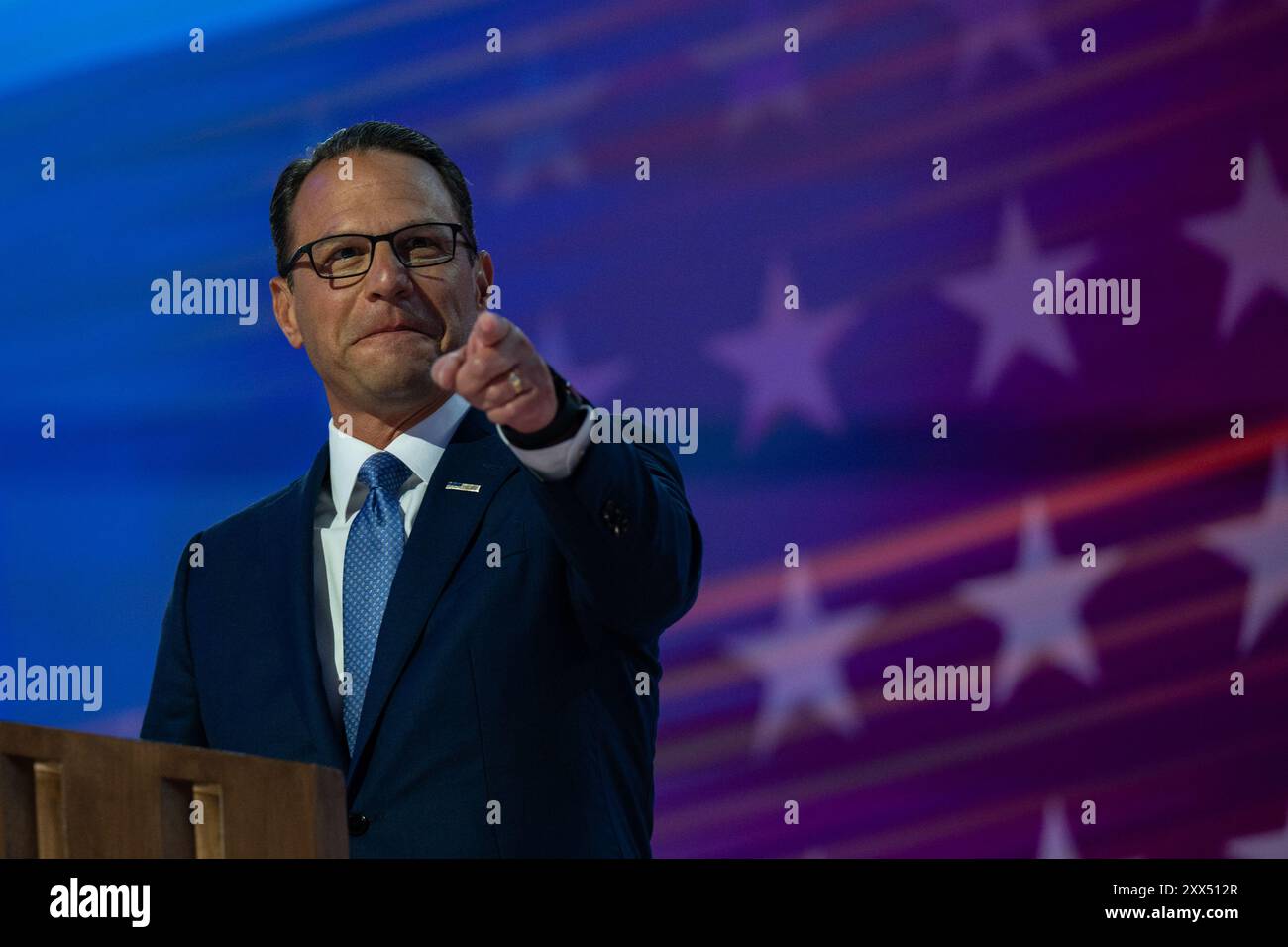 Governor Josh Shapiro (Democrat of Pennsylvania) speaks at the 2024 ...