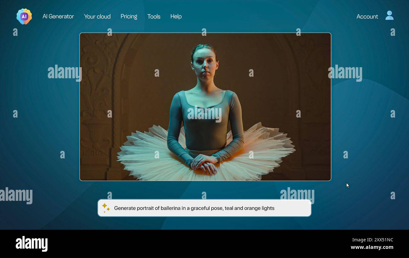 User interface of AI image generator. Artificial intelligence app ...