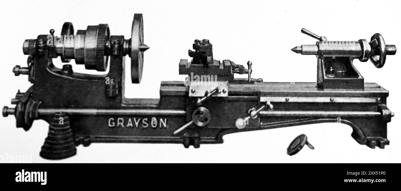 A Grayson (Sheffield, England) 3-inch screw cutting lathe with a back ...