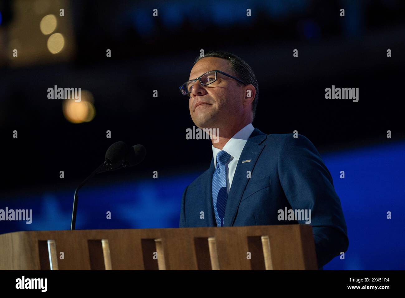 Governor Josh Shapiro (Democrat of Pennsylvania) speaks at the 2024 ...