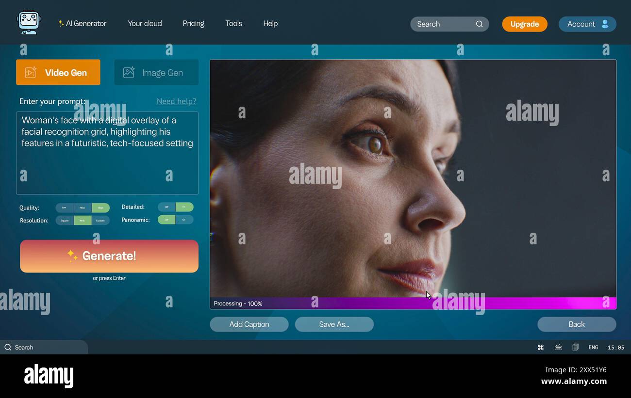 User interface of artificial intelligence video generator. AI chatbot ...
