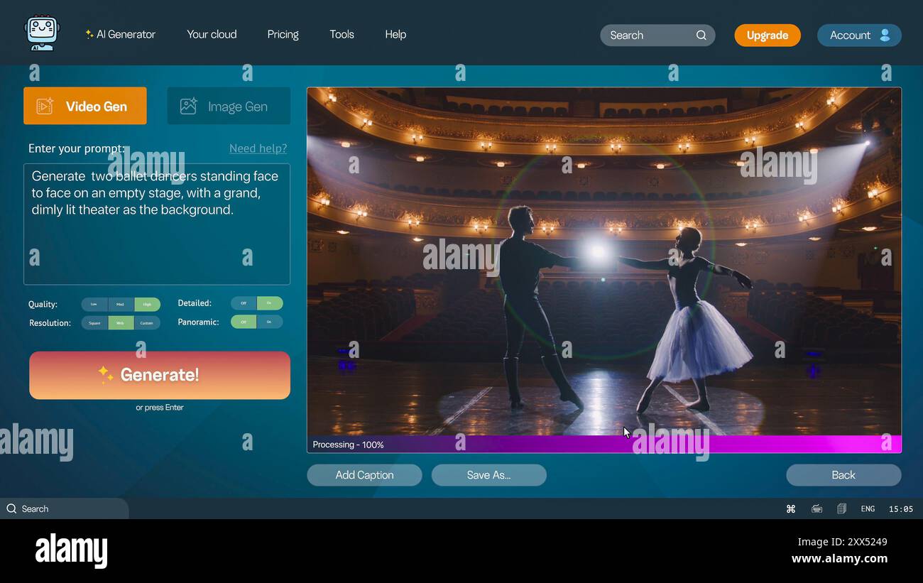 User interface of AI video generator. Artificial intelligence chatbot ...