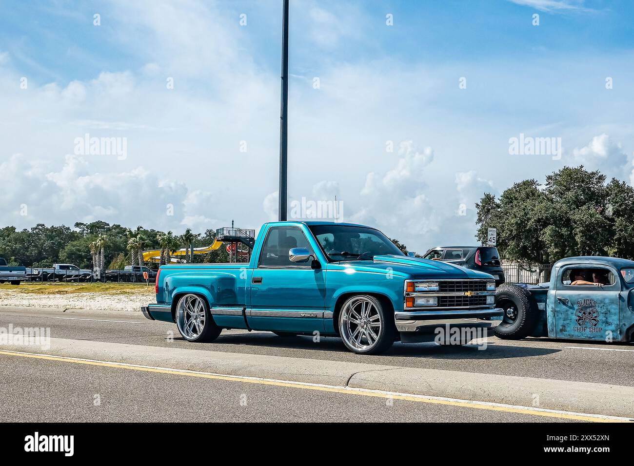 Gulfport, MS - October 05, 2023: Wide angle front corner view of a 1992 ...