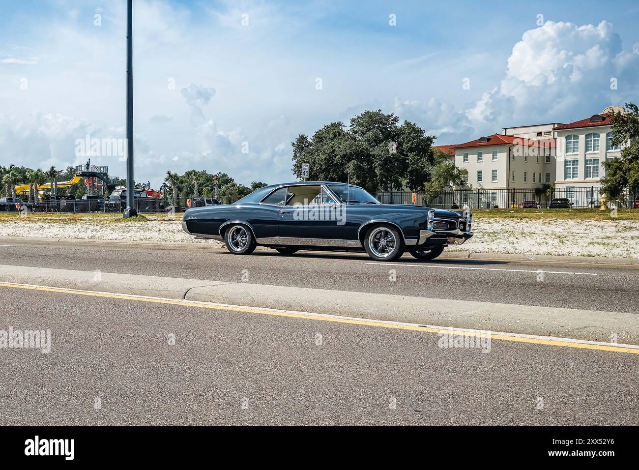 Gulfport, MS - October 05, 2023: Wide angle front corner view of a 1967 ...