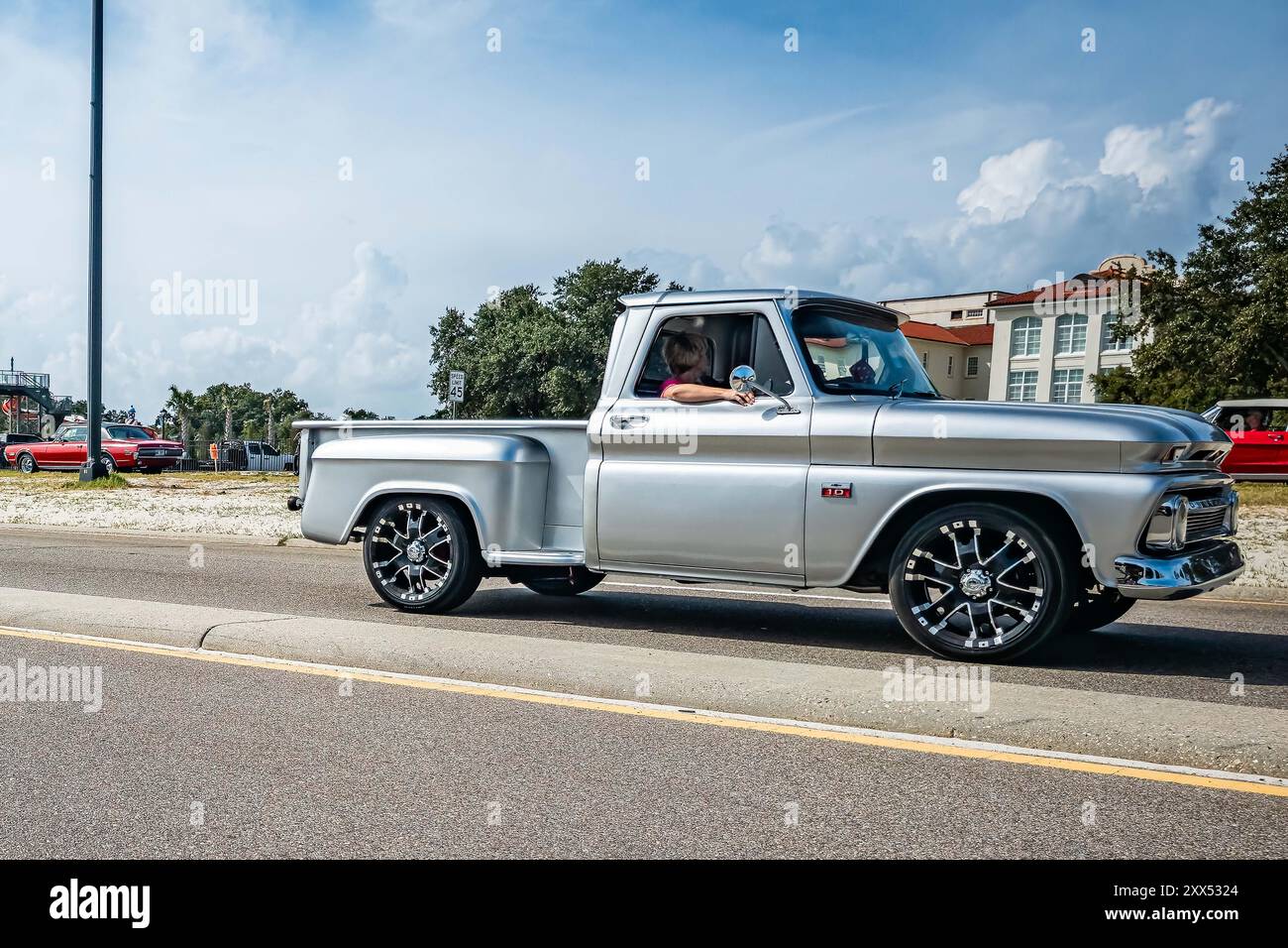 Gulfport, MS - October 05, 2023: Wide angle side view of a 1966 ...