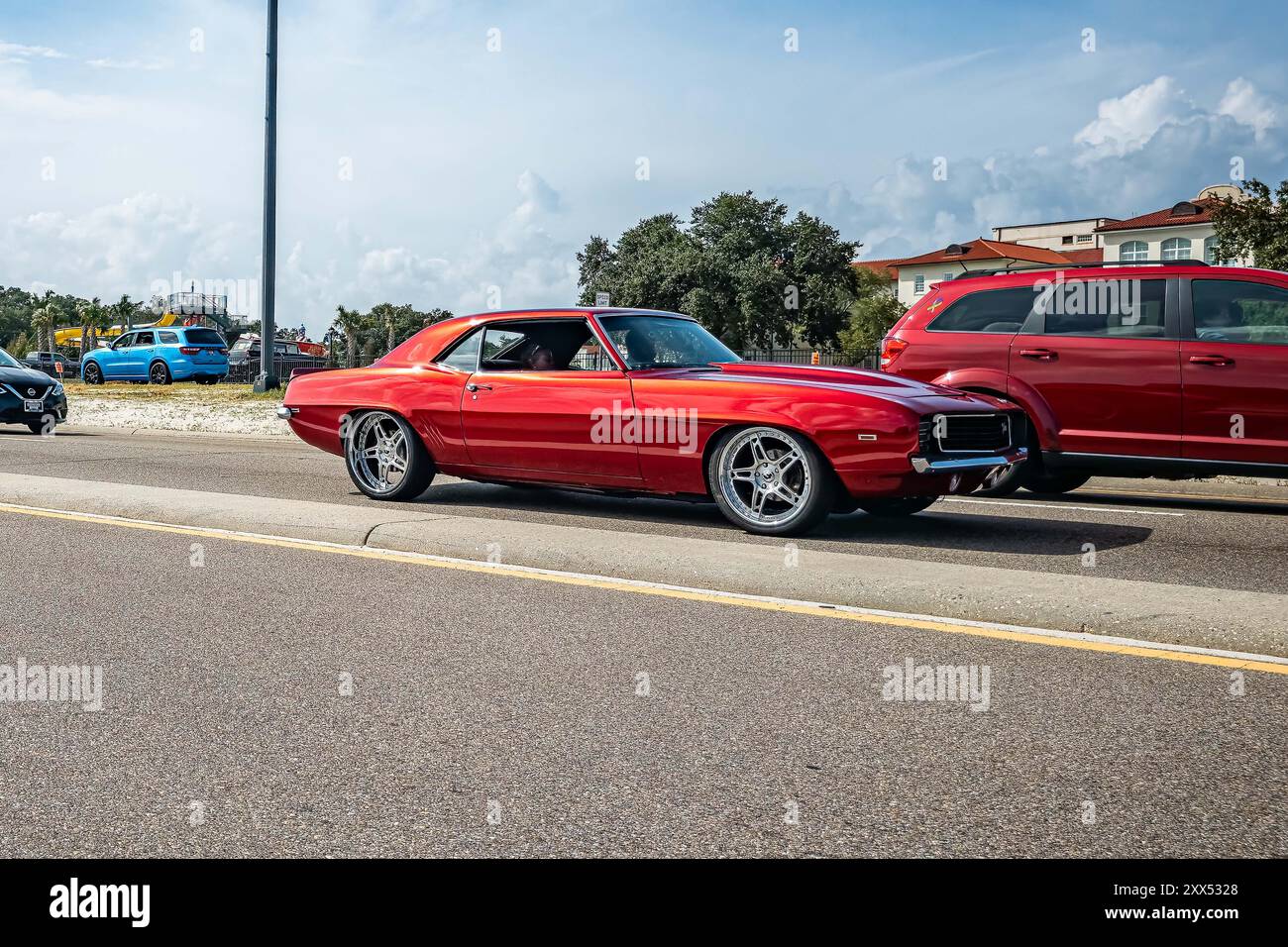 Gulfport, MS - October 05, 2023: Wide angle side view of a Customized ...