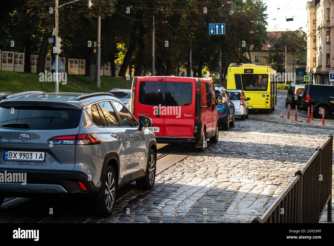Lviv, Ukraine, August 22, 2024 Traffic jam in the streets of Lviv ...