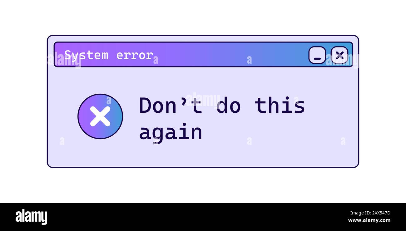 Retro system error message with gradient . Warning message on screen ...