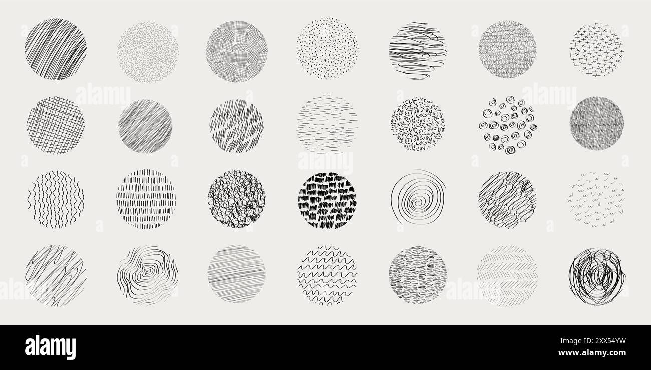 Textures set, collection hand drawn abstract monochrome brush marks ...