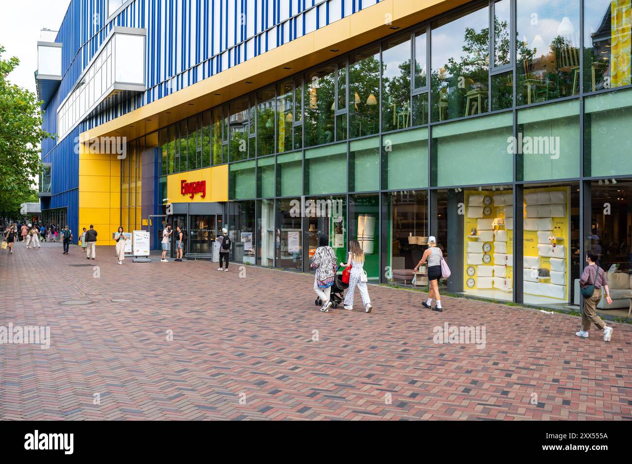 Hamburg, Germany, July 19, 2024 - The shopping street with an Ikea ...