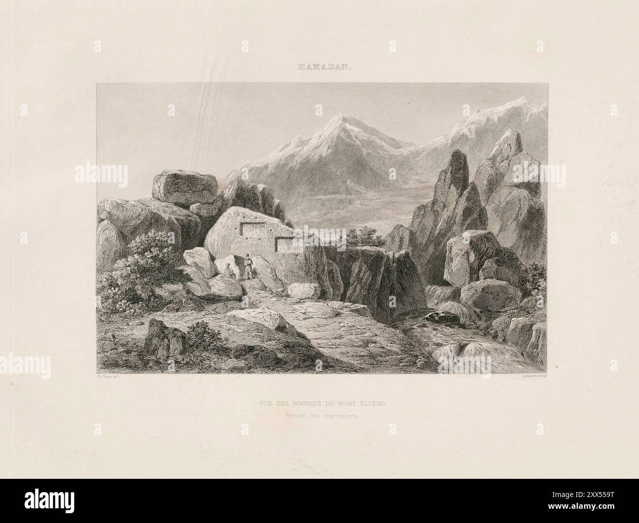 Ganjnameh , the Rocks of Mount Alvand. Hamadan Iran. Vintage historical ...