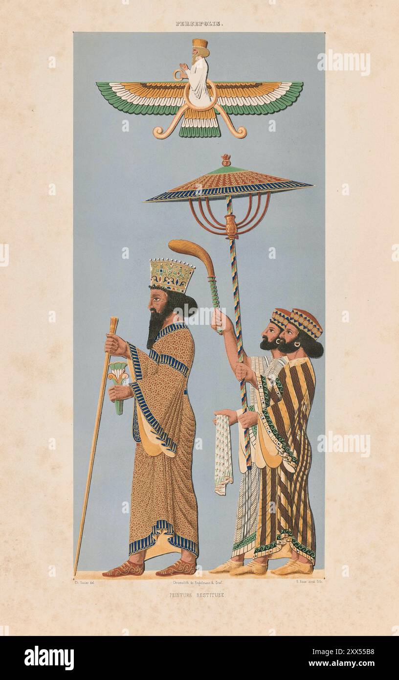 Painting from Persepolis, Persia, Iran. Vintage historical engraving by ...