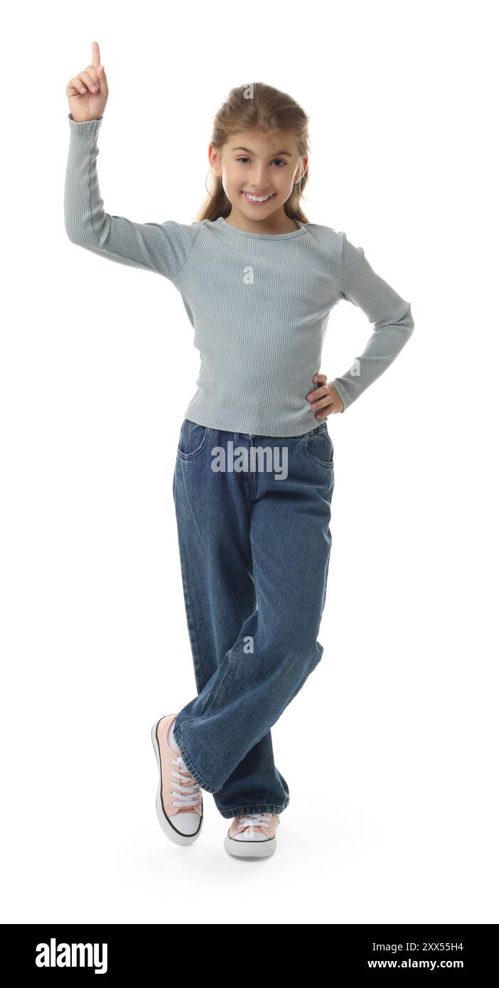 Full length portrait of cute girl on white background Stock Photo - Alamy