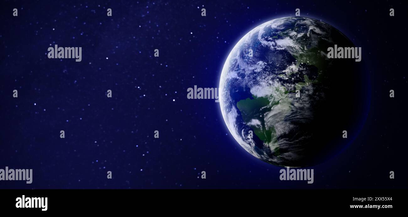 Planet Earth in space, banner design with space for text. Image ...