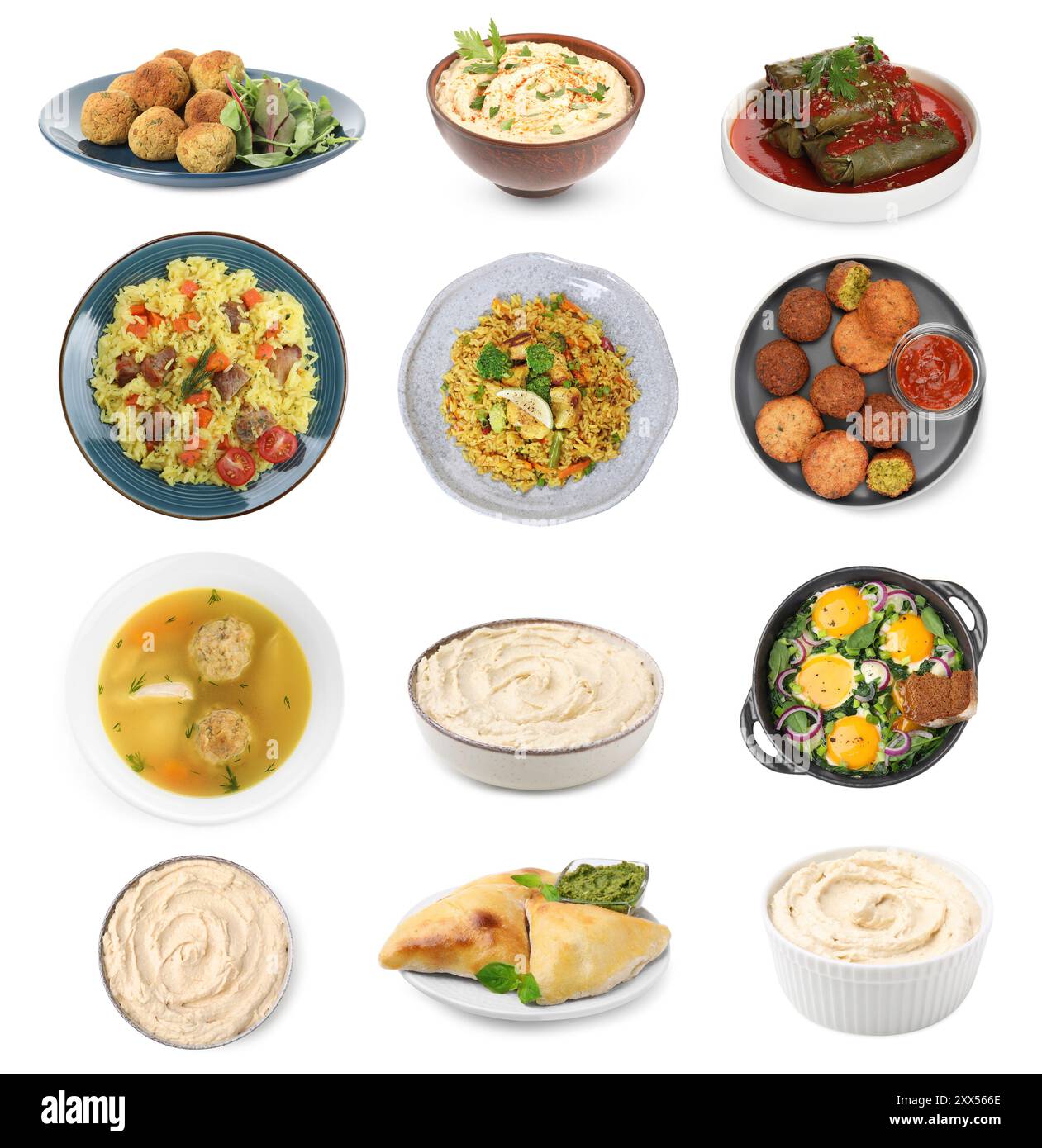 Hummus and other dishes of different national traditional cuisines on ...