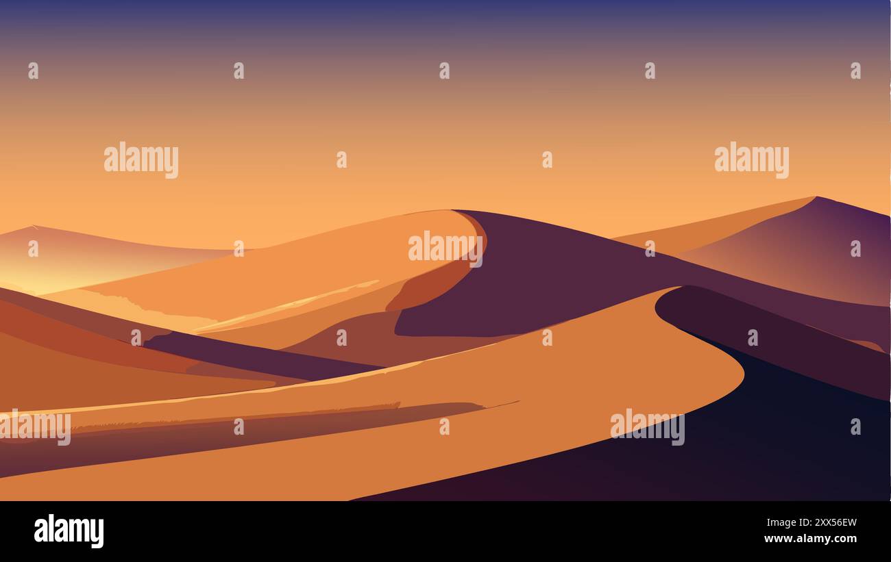 African Desert Landscape Background in Warm colors. Sand Dunes Stock ...