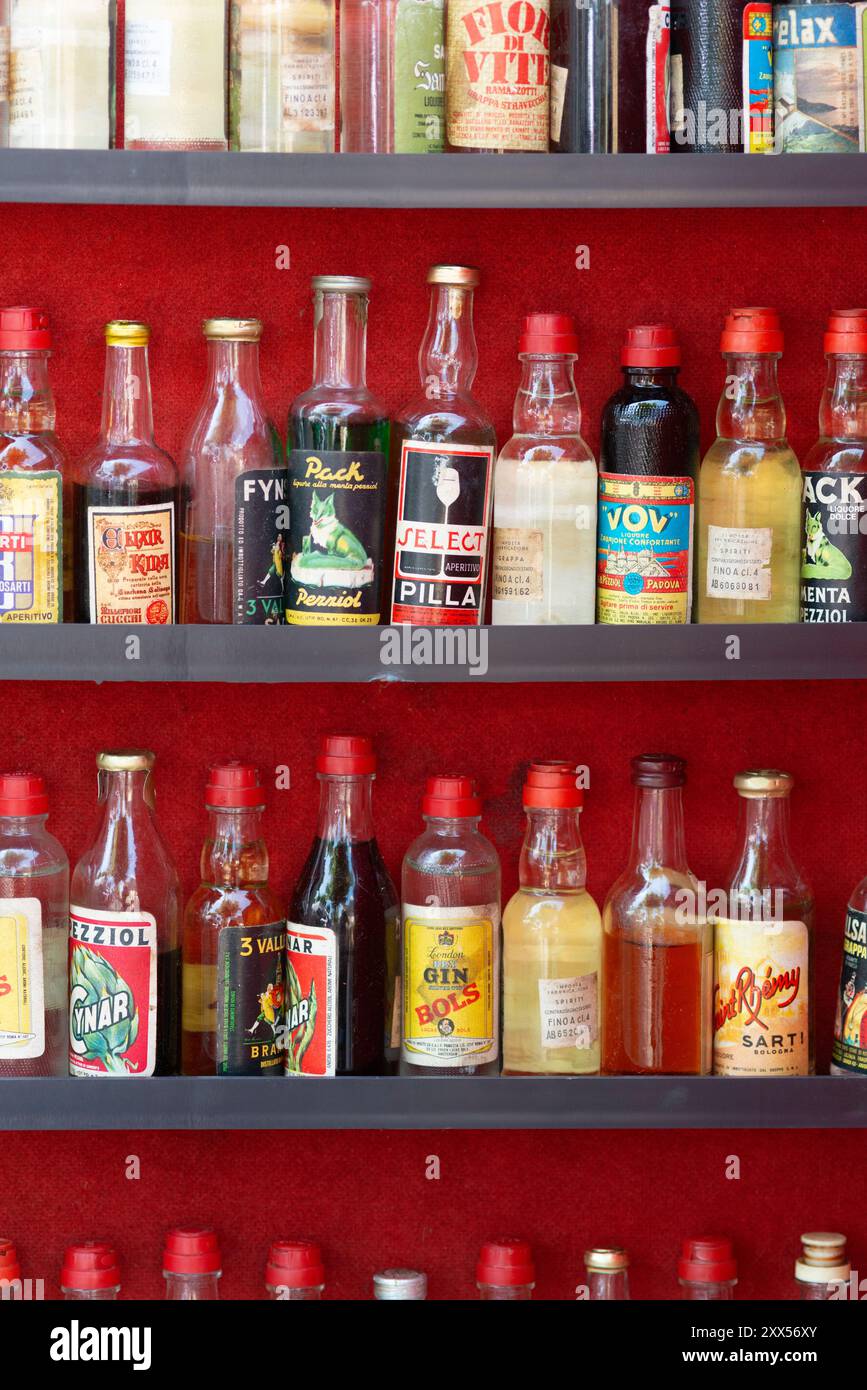 Italy, Lombardy, Flea Market, Old Minil Alcohol Bottles Stock Photo - Alamy