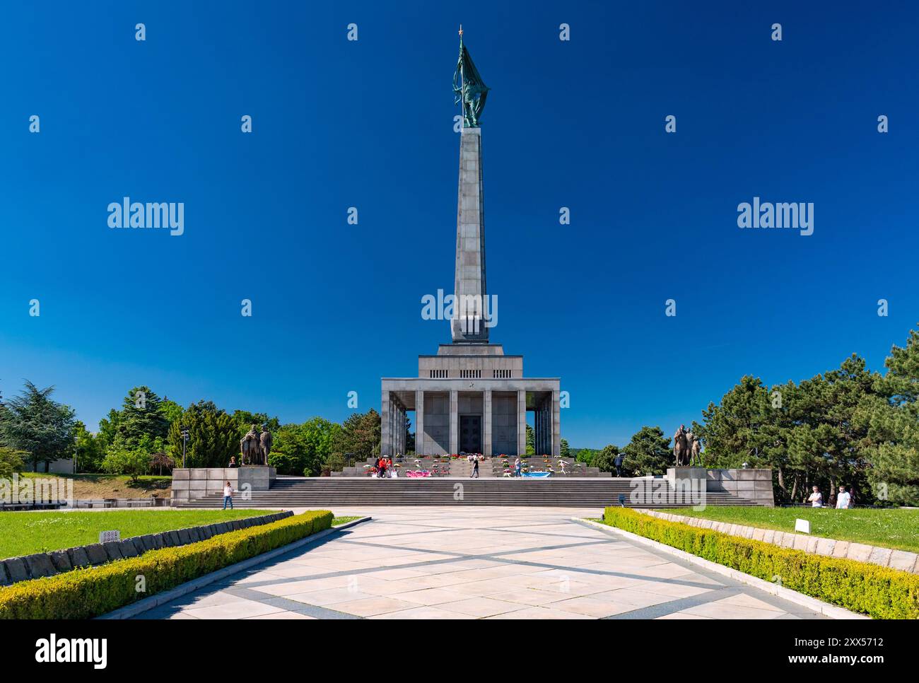 Bratislava, Slovakia - 9 May 2024: View of the Slavín memorial monument ...