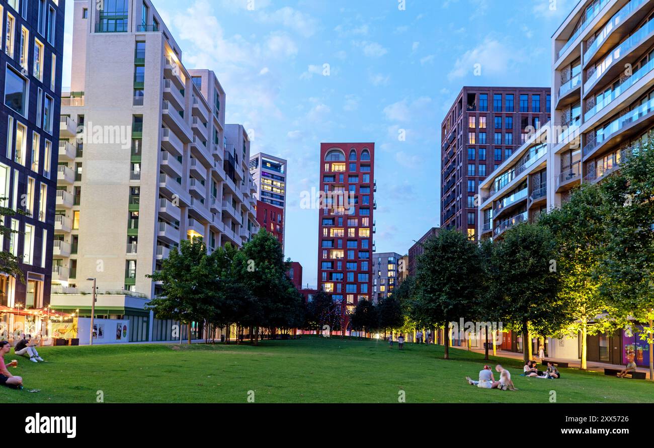 The Kings Cross Modern Development at Night London UK Stock Photo - Alamy