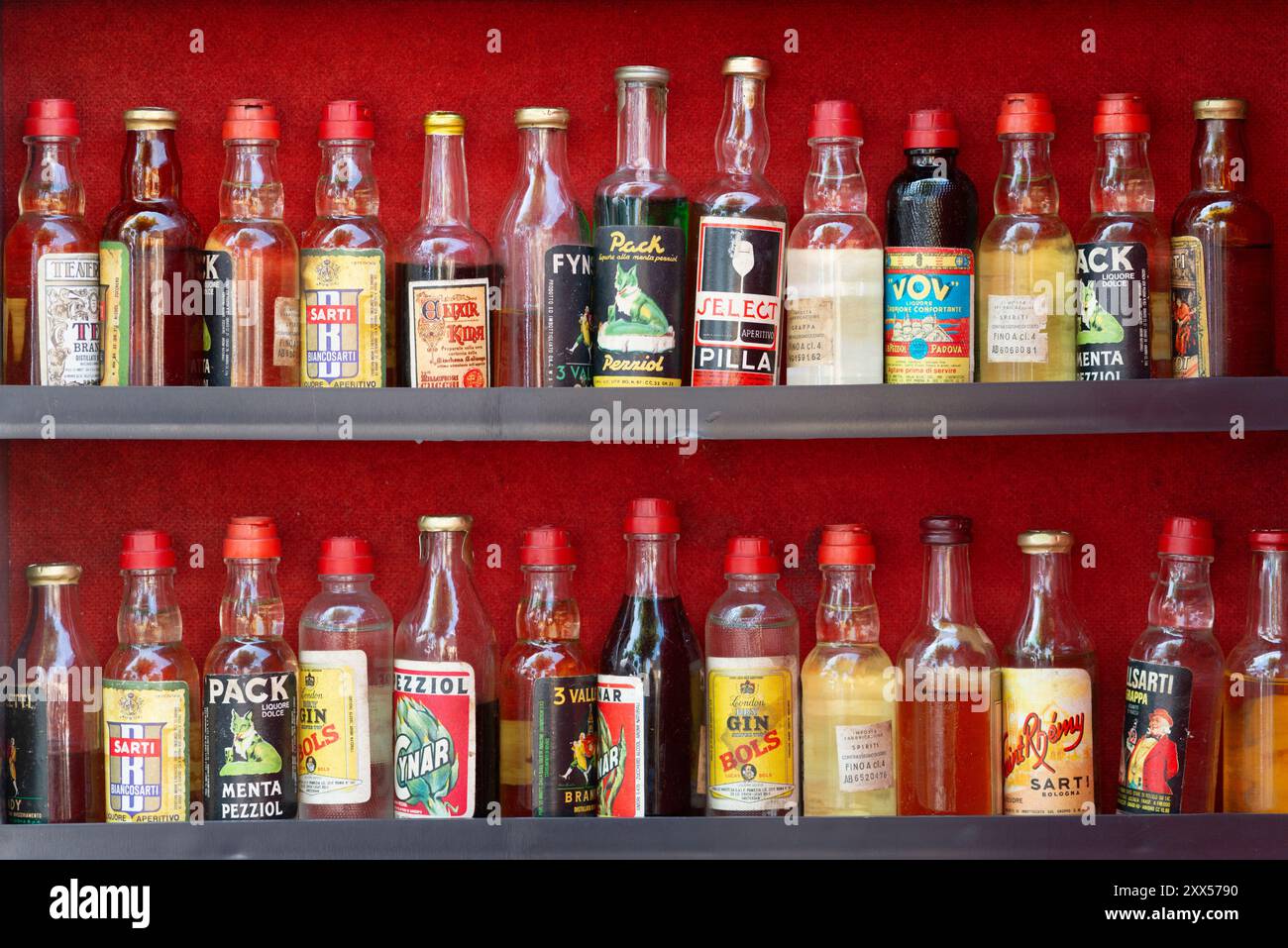 Italy, Lombardy, Flea Market, Old Minil Alcohol Bottles Stock Photo - Alamy