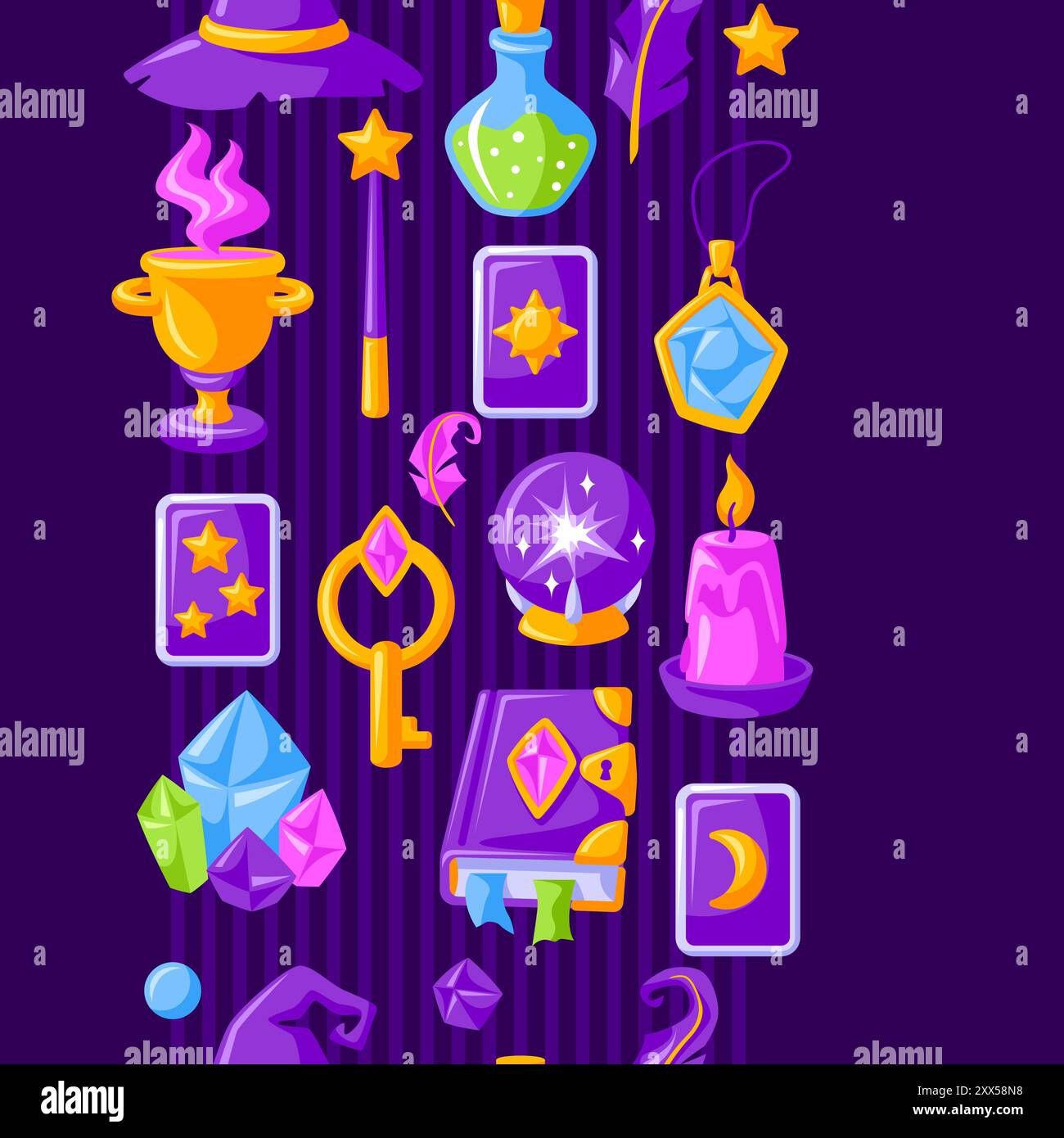 Pattern with magic items. Witchcraft alchemy mystery elements Stock ...