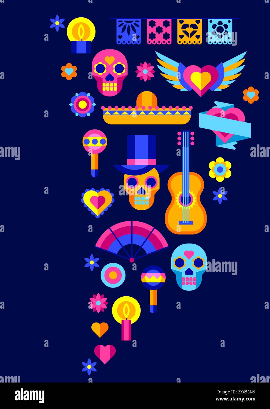 Day of the Dead greeting card. Dia de los muertos. Mexican celebration ...