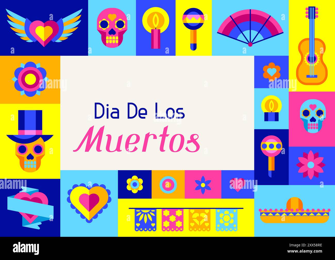 Day of the Dead greeting card. Dia de los muertos. Mexican celebration ...