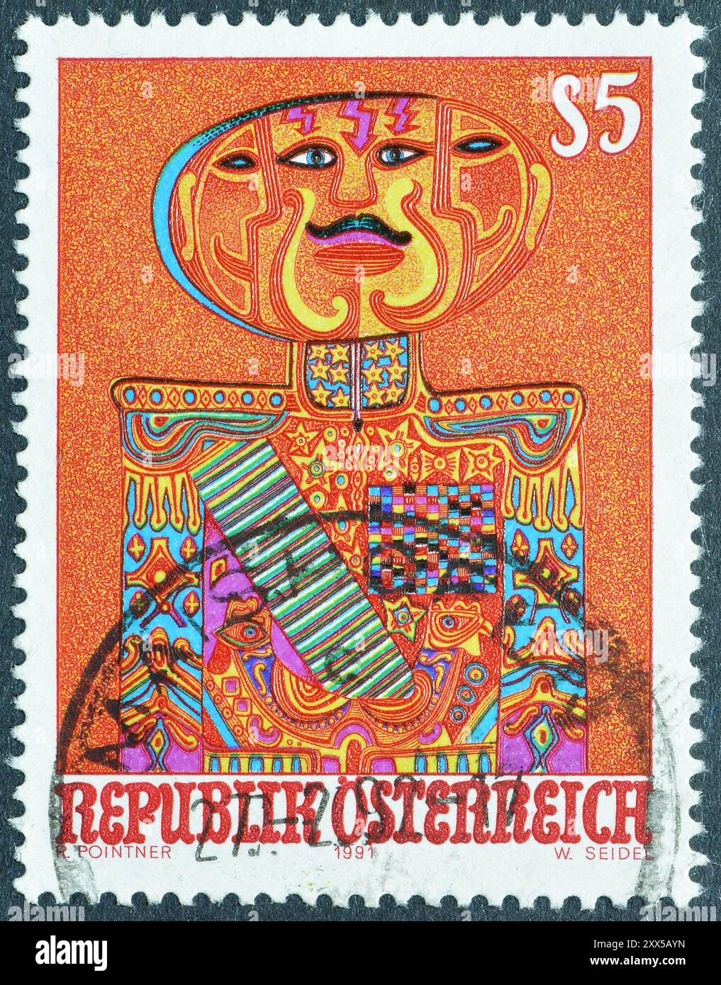 Cancelled postage stamp printed by Austria, that shows "The General ...