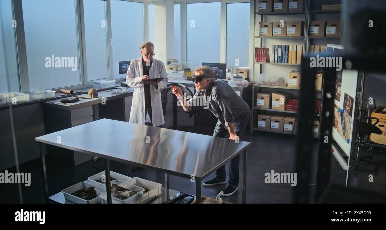 Modern archaeological lab two archaeologists hi-res stock photography ...