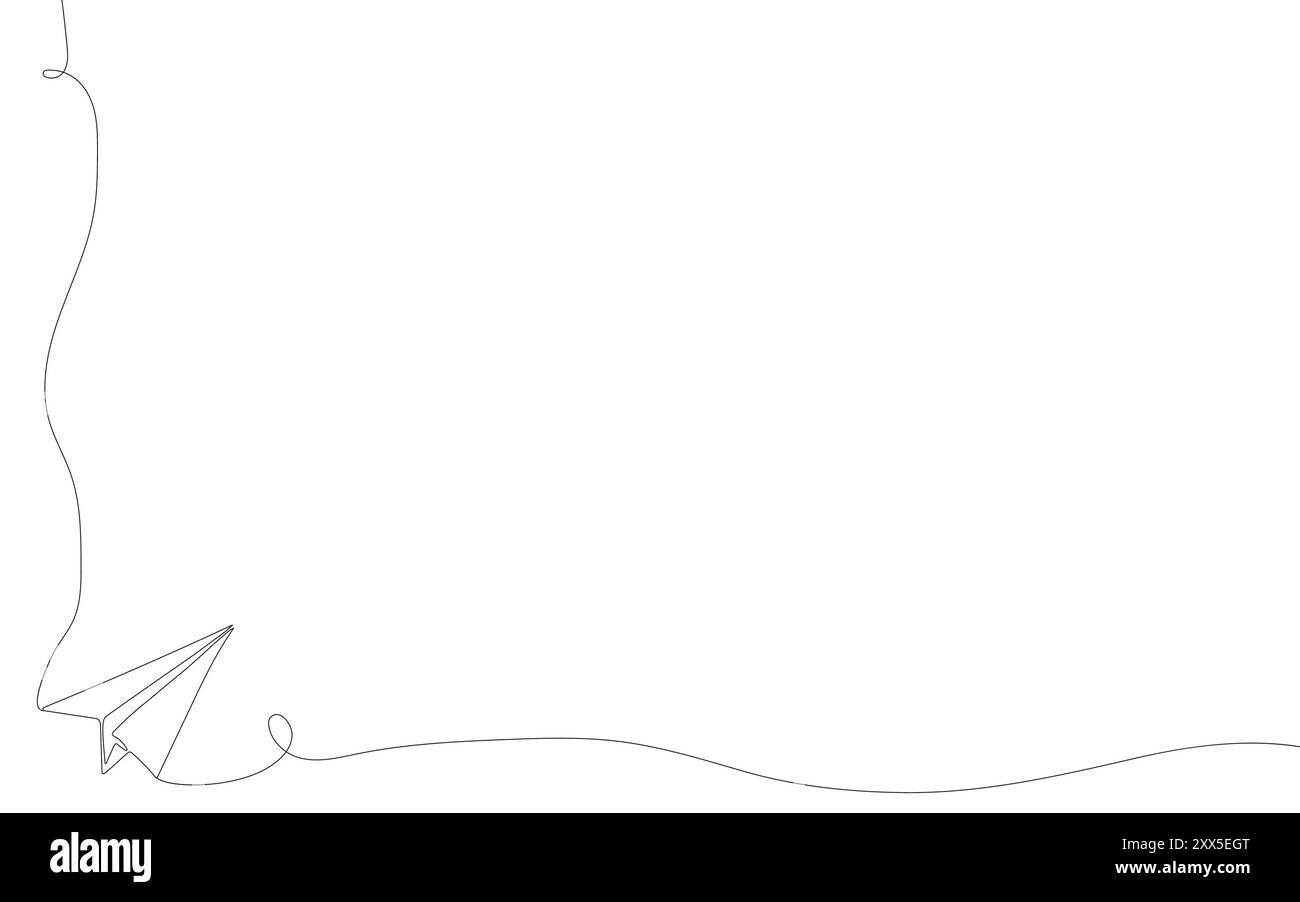 Continuous line paper plane, airplane vector art background. Abstract ...