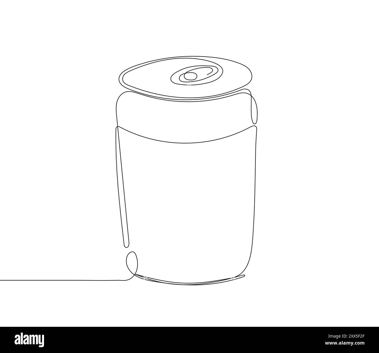 This vector illustration depicts a continuous line drawing of a soda ...