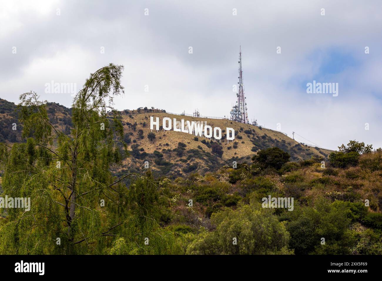 The Hollywood sign in Los Angeles, California, seen from Lake Hollywood ...