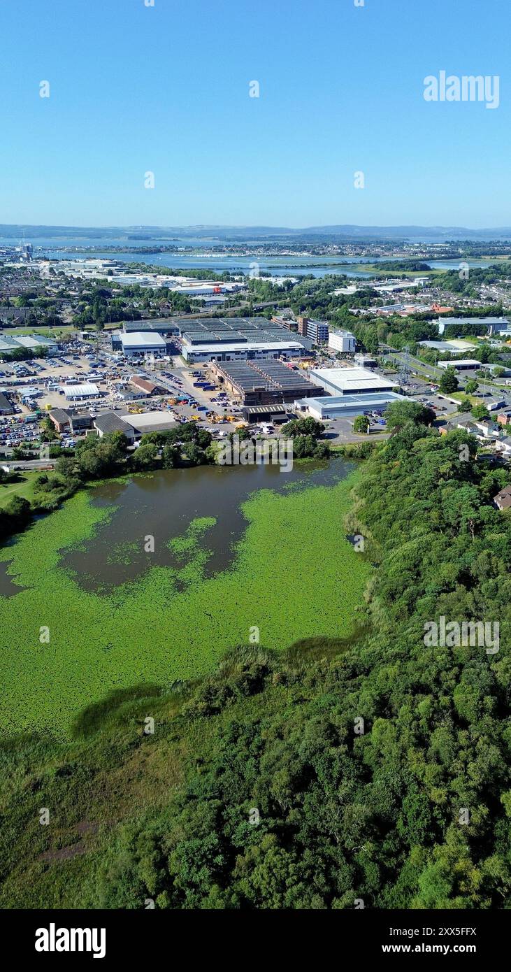 An aerial view looking down on Hatch Pond local nature reserve with an ...