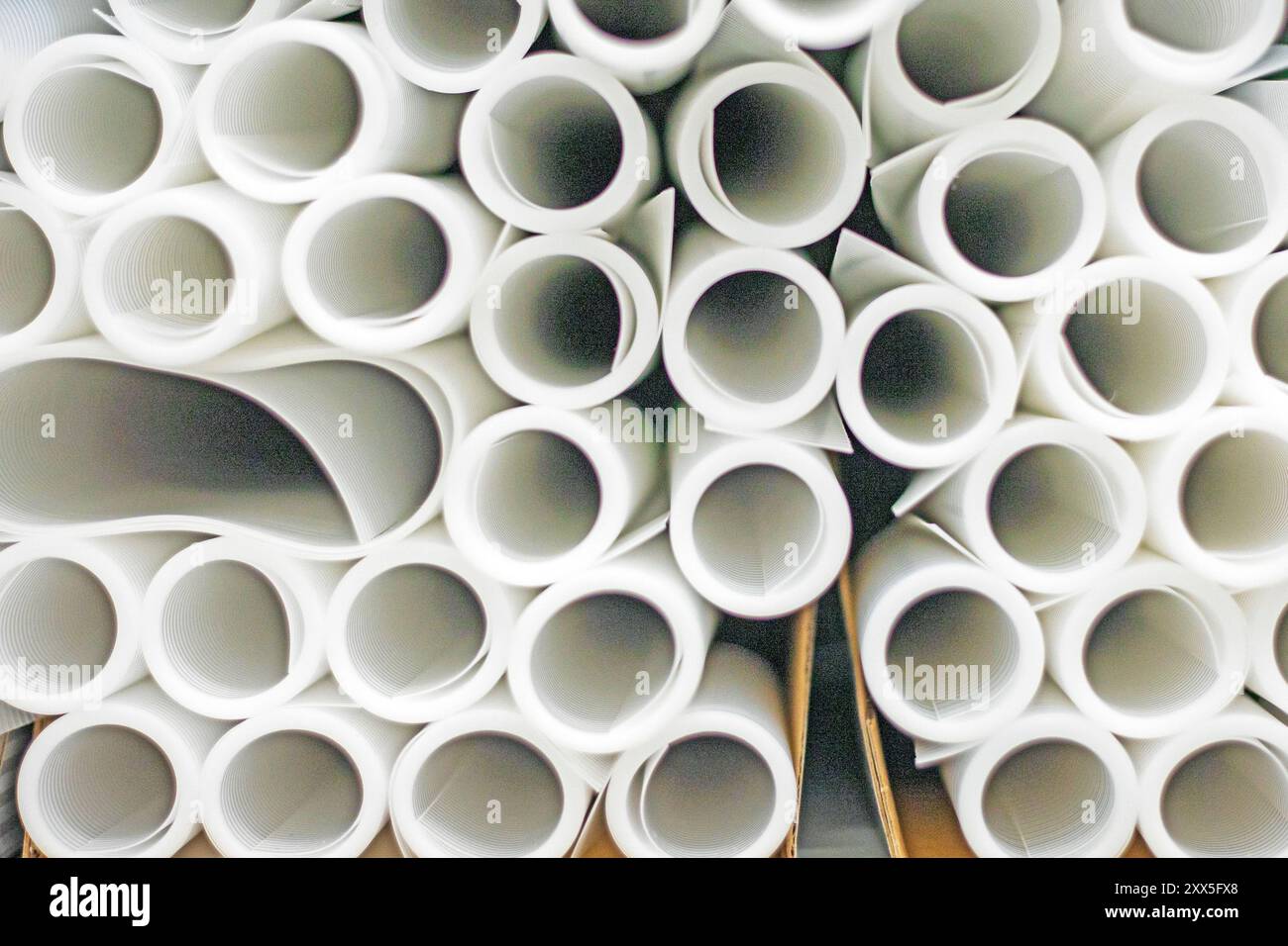 abstract background of rolls of parchment film in a supermarket and in ...