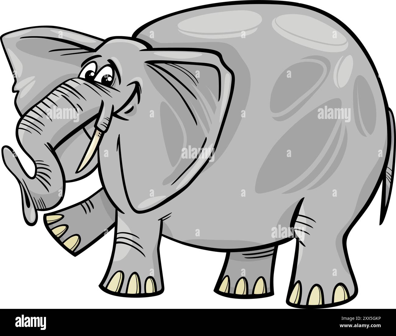 Cartoon illustration of funny elephant comic animal character Stock ...