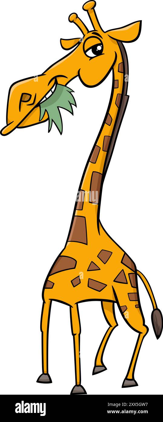 Cartoon illustration of funny giraffe comic animal character Stock ...