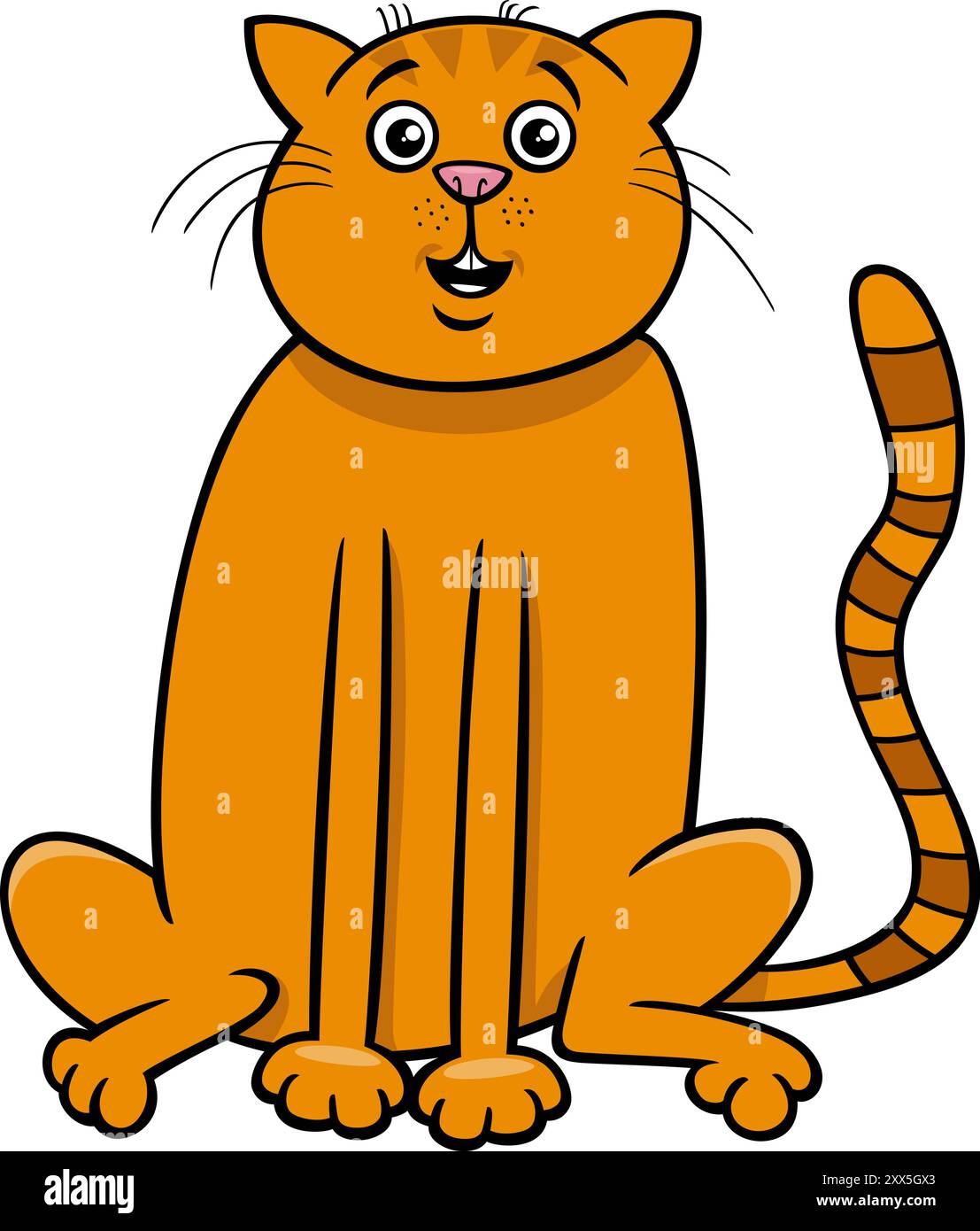 Cartoon illustration of funny yellow cat comic animal character Stock ...