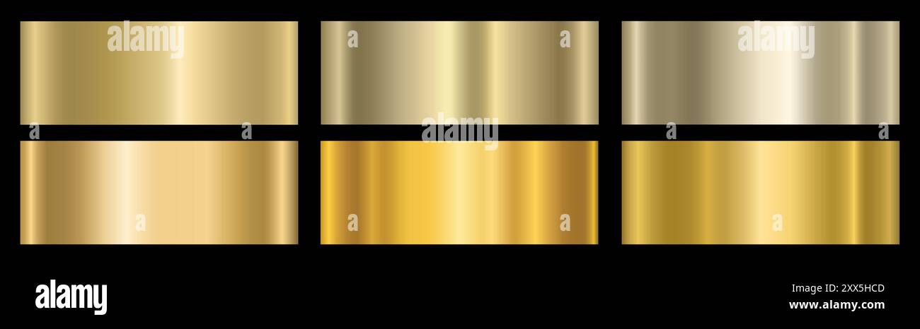Gold metallic gradients on a black background. A banner with a metallic ...