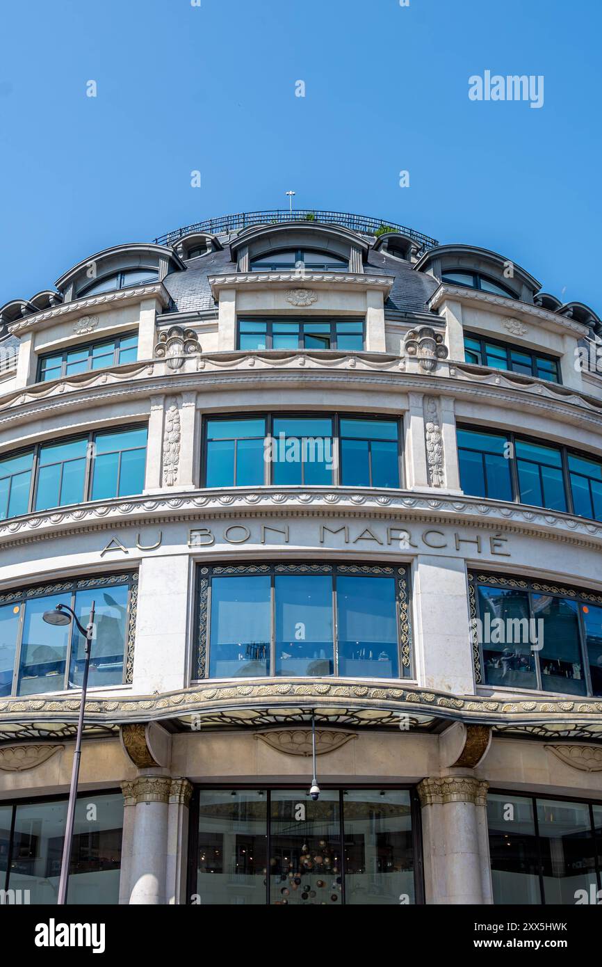 Facade of a building of Le Bon Marché, formerly called 'Au Bon Marché ...