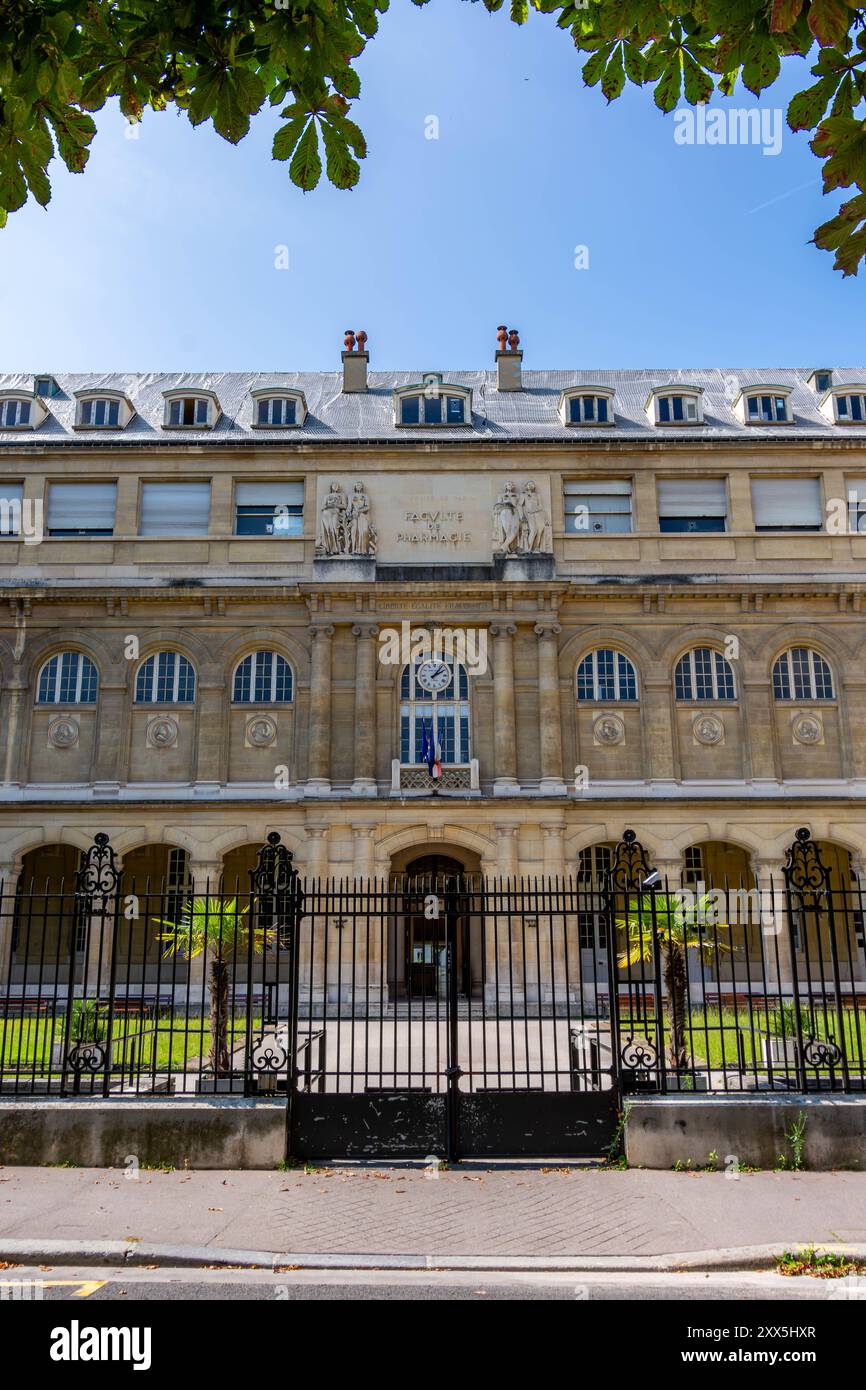 Facade of the building housing the Faculty of Pharmacy of Paris, France ...