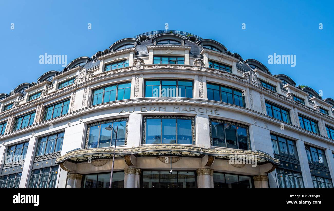 Facade of a building of Le Bon Marché, formerly called 'Au Bon Marché ...