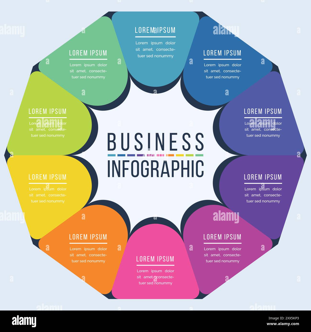 Infographic business information 10 Steps, objects, elements or options infographics design ...