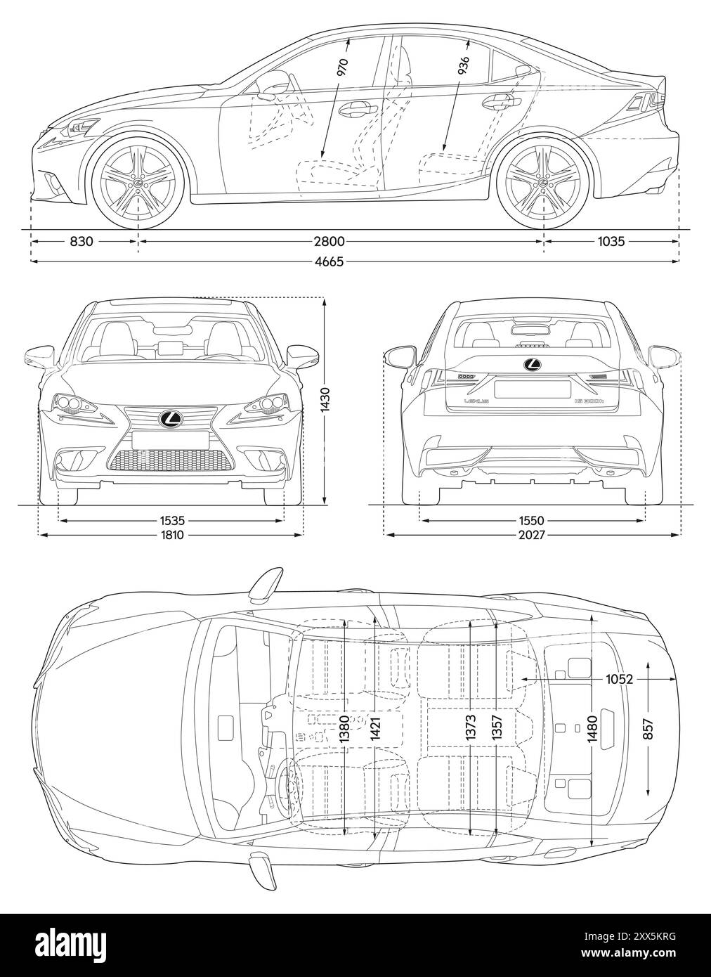 Lexus IS 2013 Car Blueprint PDF EPS vector file Stock Vector Image ...