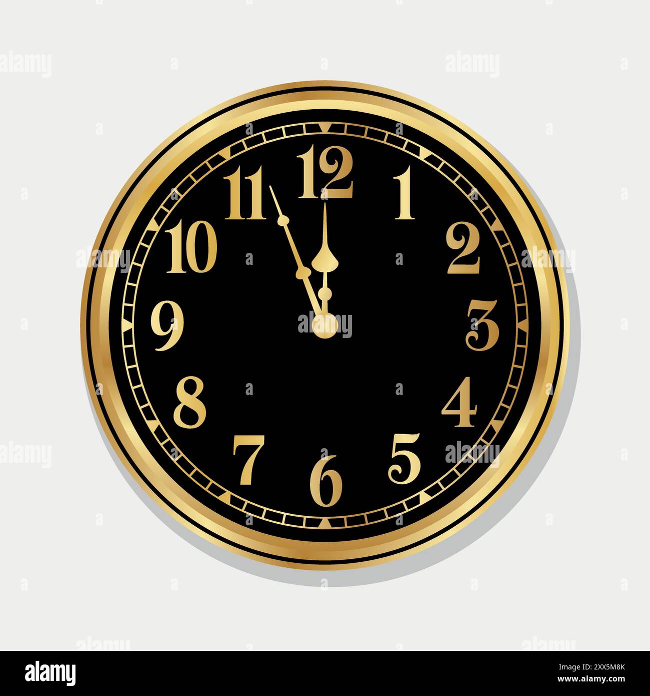 Luxurious analog clock vector with classic arabic numerals, showing ...